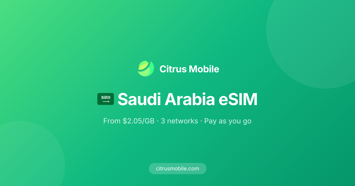 eSIM for Saudi Arabia - From $2.05/GB | Citrus Mobile